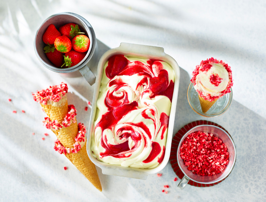 Infused Ruby Chocolate Covered Strawberry Swirled Ice Cream Bar